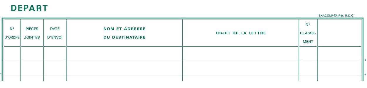 Registre Enregistrement du Départ de courrier EXACOMPTA 4422E 200 pages ...
