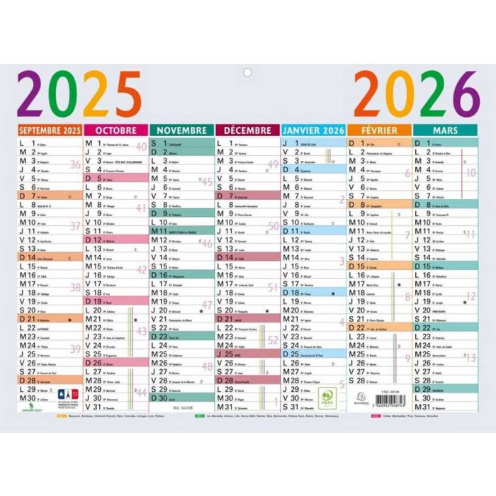Calendrier mural 2025/2026 - 295 x 220 mm EXACOMPTA 34310E E-Statuts