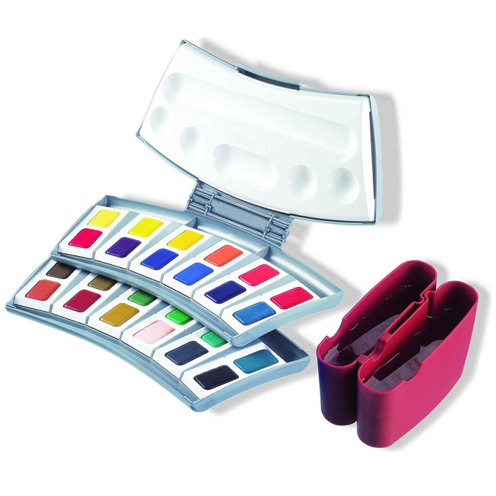 PELIKAN Boite de 24 couleurs Aquarelles d'études (Art créatif) E-Statuts
